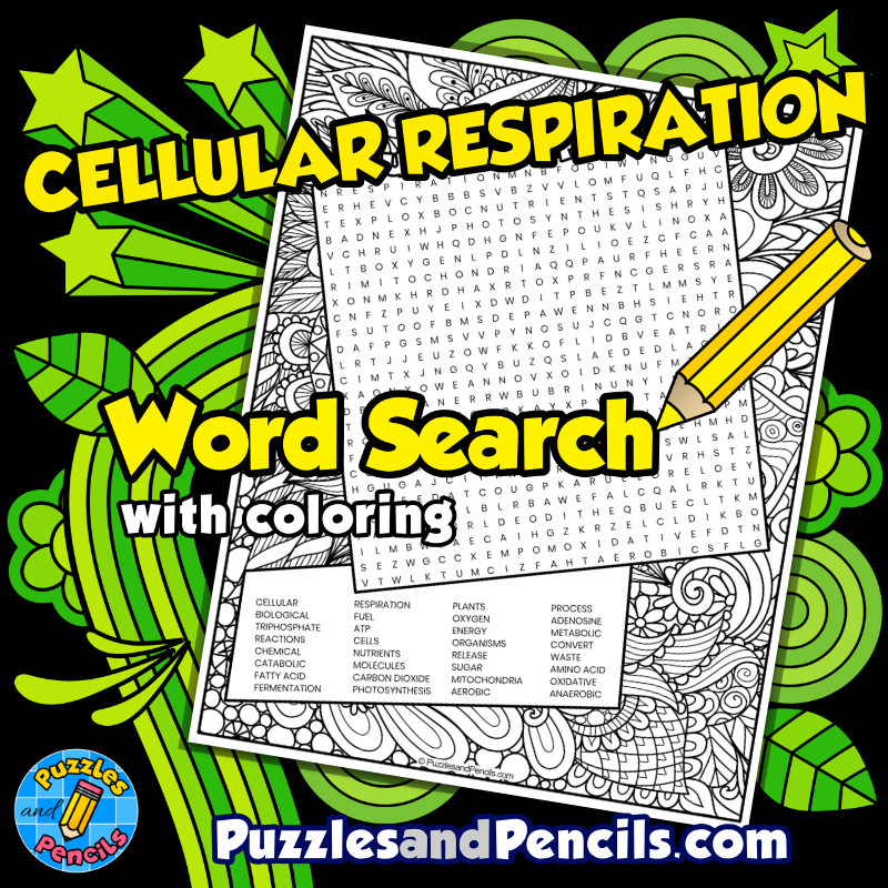 Cellular Respiration Word Search Puzzle with Coloring | Plant Biology ...