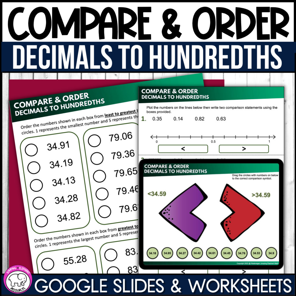 Comparing and Ordering Decimals to hundredths Google Slides and ...