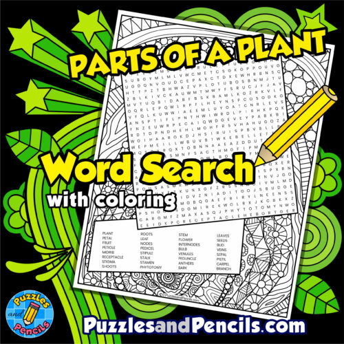 Parts of a Plant Word Search Puzzle with Coloring | Plant Biology ...