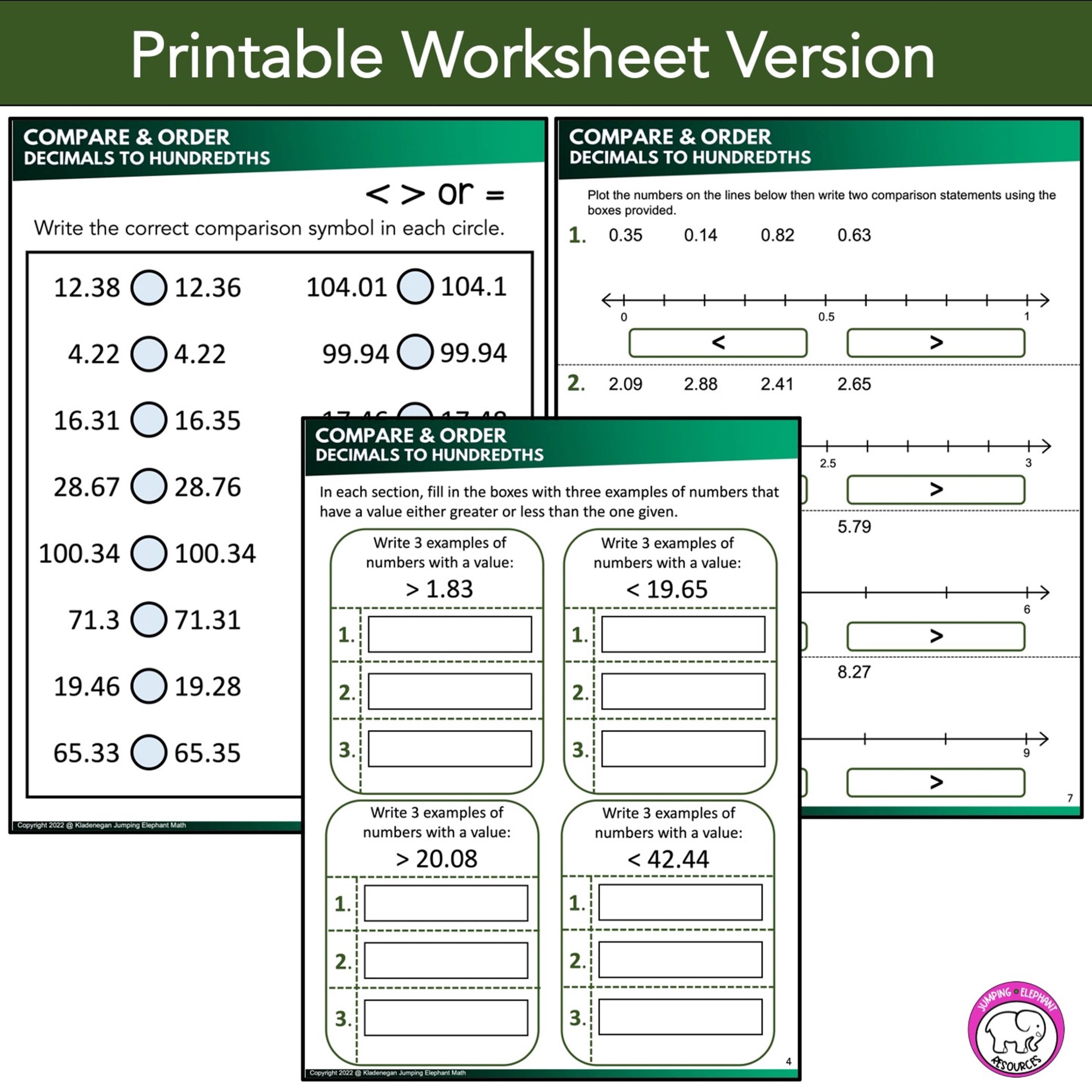 Comparing and Ordering Decimals to hundredths Google Slides and ...
