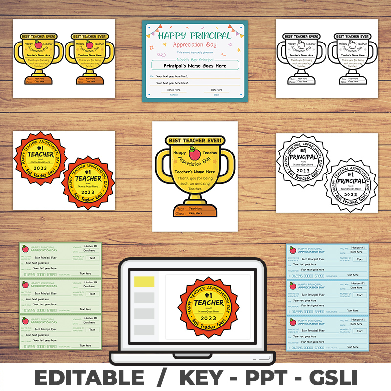 Teacher and Principal Appreciation Day | Editable Awards | Made By Teachers
