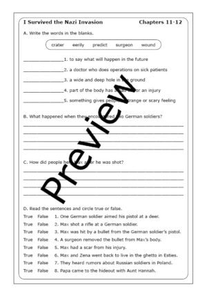 Lauren Tarshis "I Survived the Nazi Invasion, 1944" worksheets | Made ...
