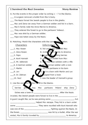 Lauren Tarshis "I Survived the Nazi Invasion, 1944" worksheets | Made ...
