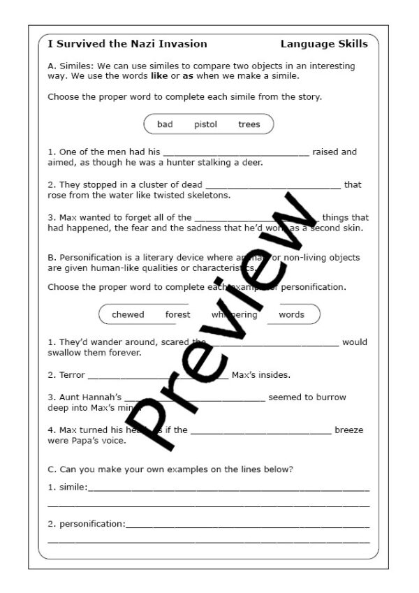 Lauren Tarshis "I Survived the Nazi Invasion, 1944" worksheets | Made ...