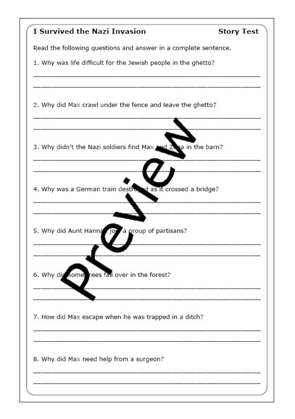 Lauren Tarshis "I Survived the Nazi Invasion, 1944" worksheets | Made ...