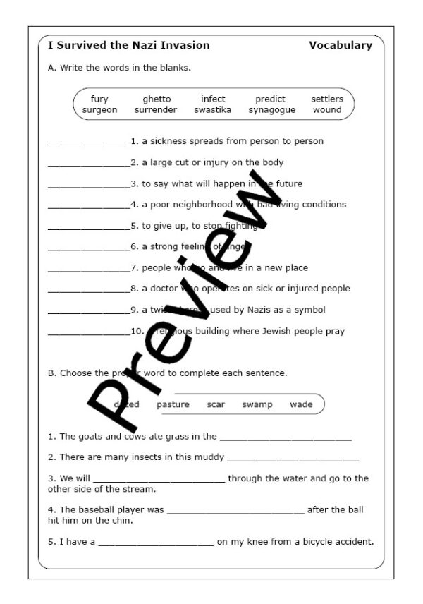 Lauren Tarshis "I Survived the Nazi Invasion, 1944" worksheets | Made ...
