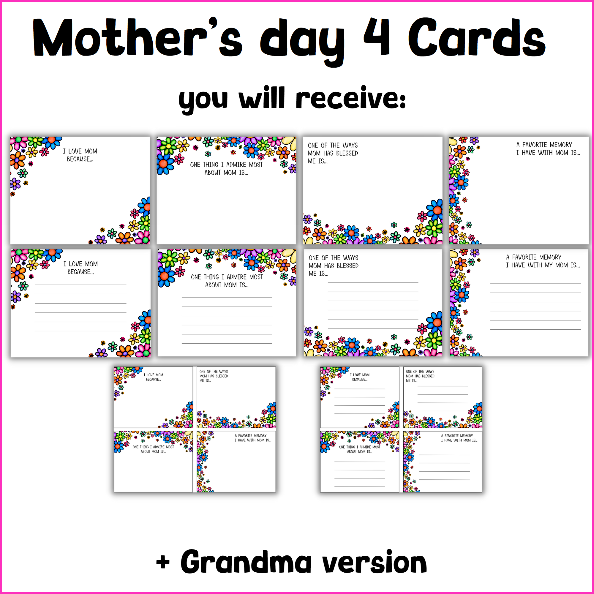 Mother's day cards | Mother's day Writing templates | For moms and ...
