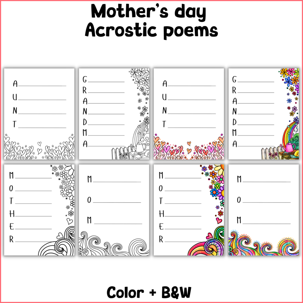 Mother's day Acrostic poem - all about my mom - poem - Medal craft ...