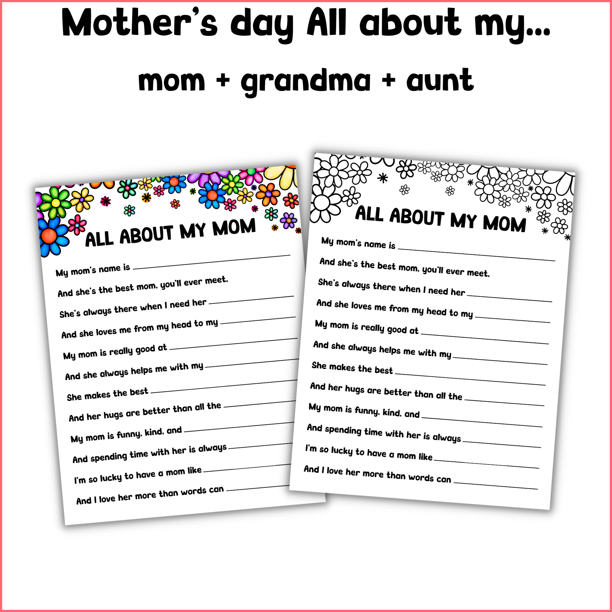 Mother's day Acrostic poem - all about my mom - poem - Medal craft ...