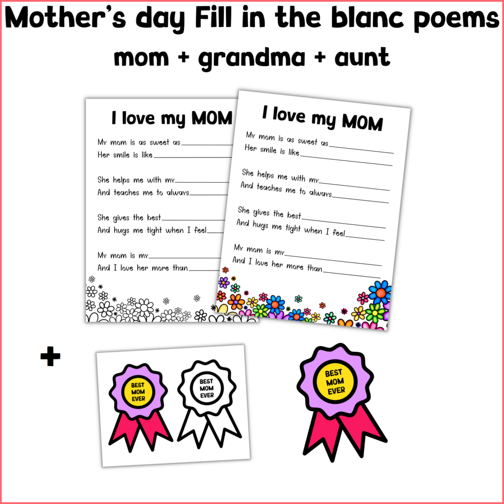 Mother's day Acrostic poem - all about my mom - poem - Medal craft ...
