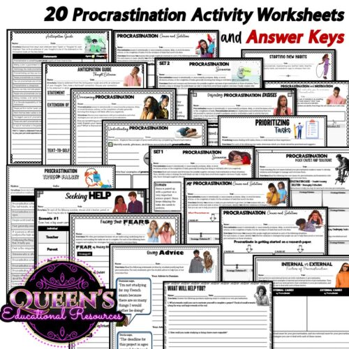Procrastination Activity Worksheets, Procrastinate, Overcoming ...