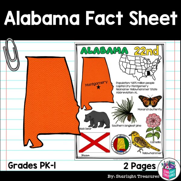 Alabama Fact Sheet for Early Readers - A State Study | Made By Teachers