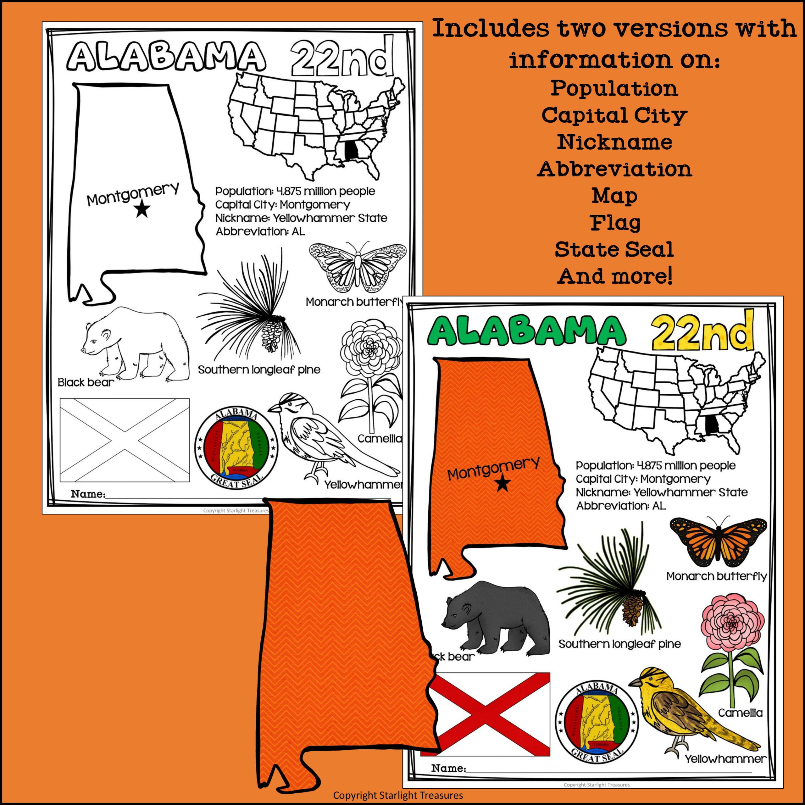 Alabama Fact Sheet for Early Readers - A State Study | Made By Teachers