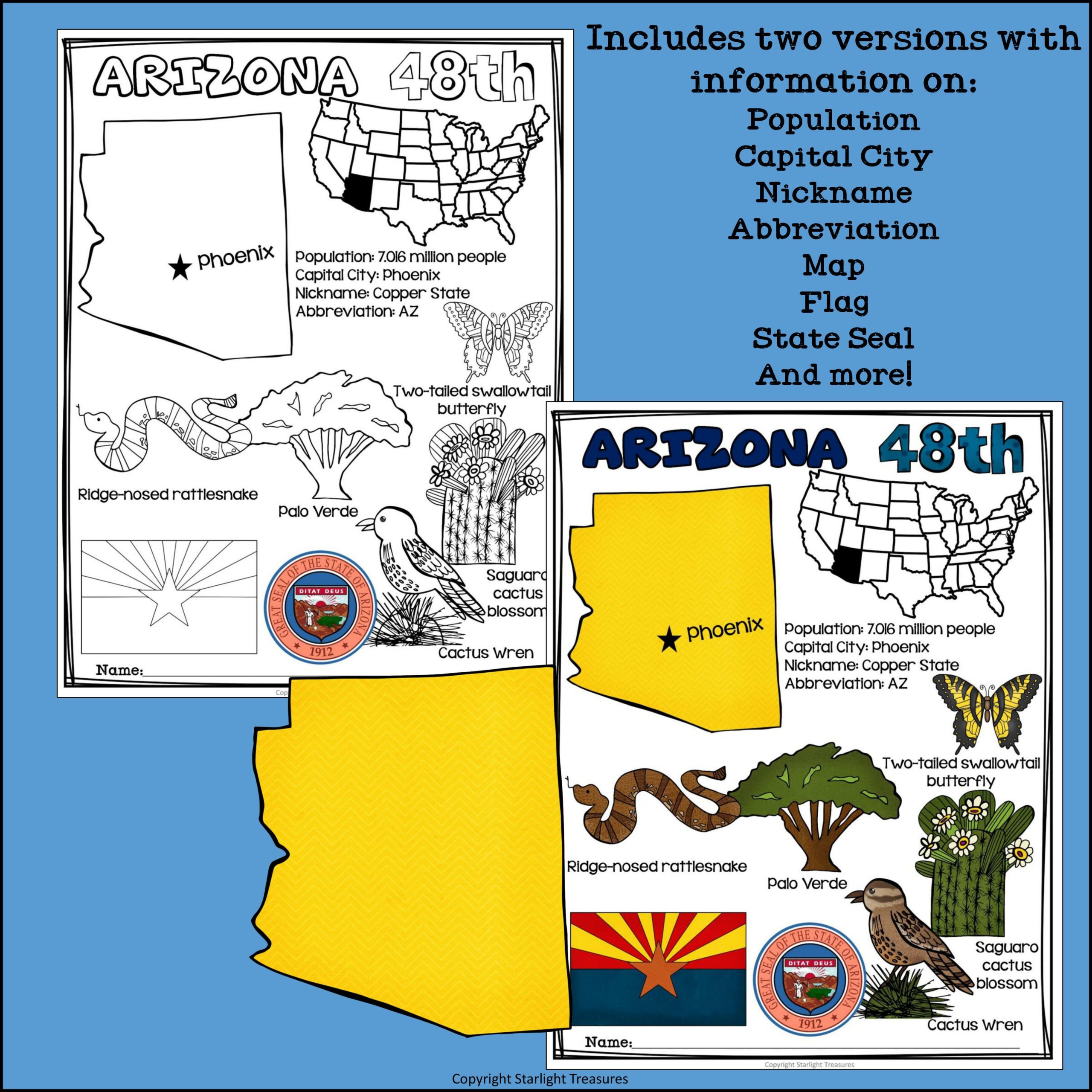 Arizona Fact Sheet for Early Readers - A State Study | Made By Teachers