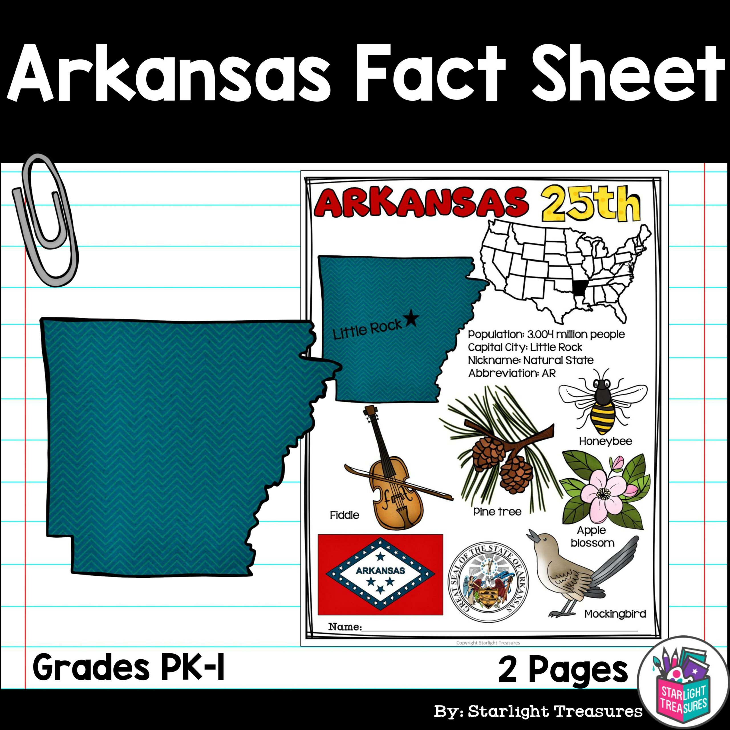 Arkansas Fact Sheet for Early Readers - A State Study | Made By Teachers