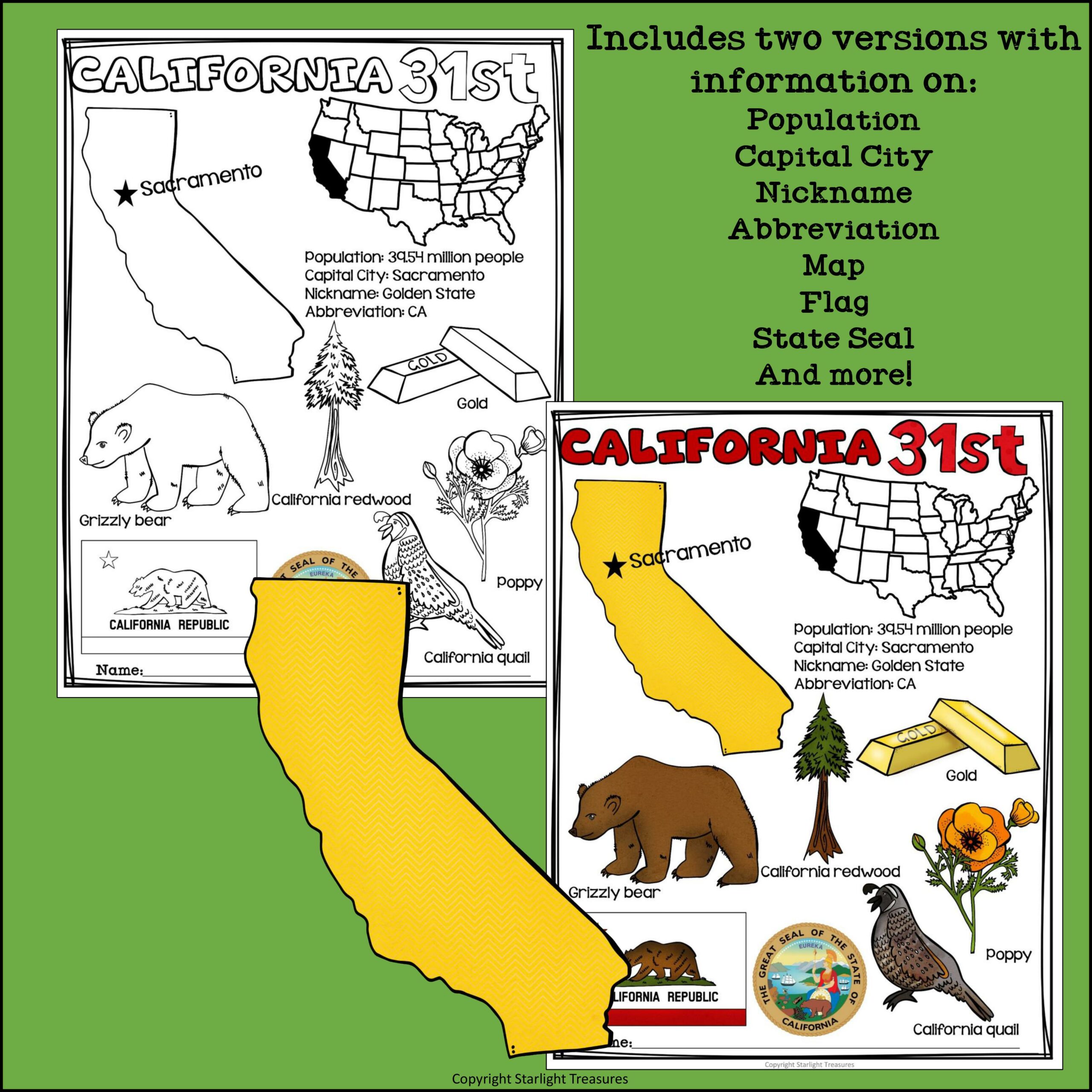 California Fact Sheet for Early Readers - A State Study | Made By Teachers