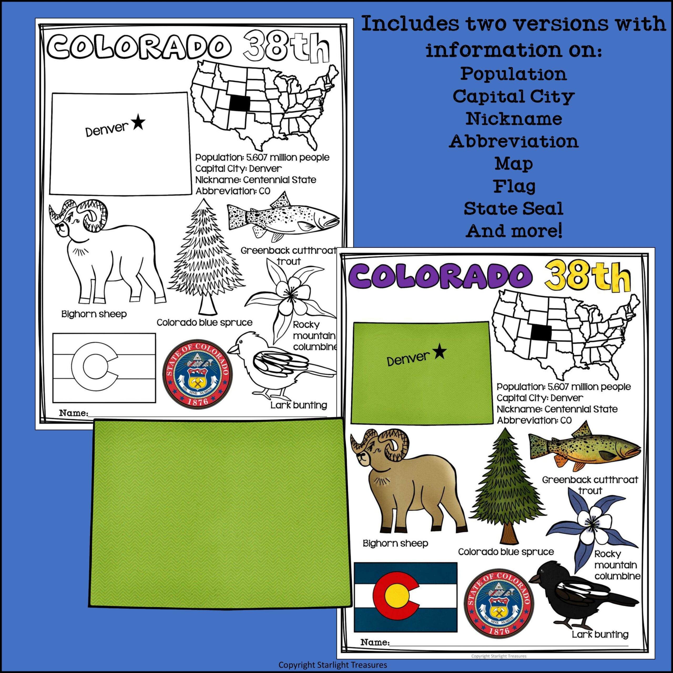 Colorado Fact Sheet for Early Readers - A State Study | Made By Teachers