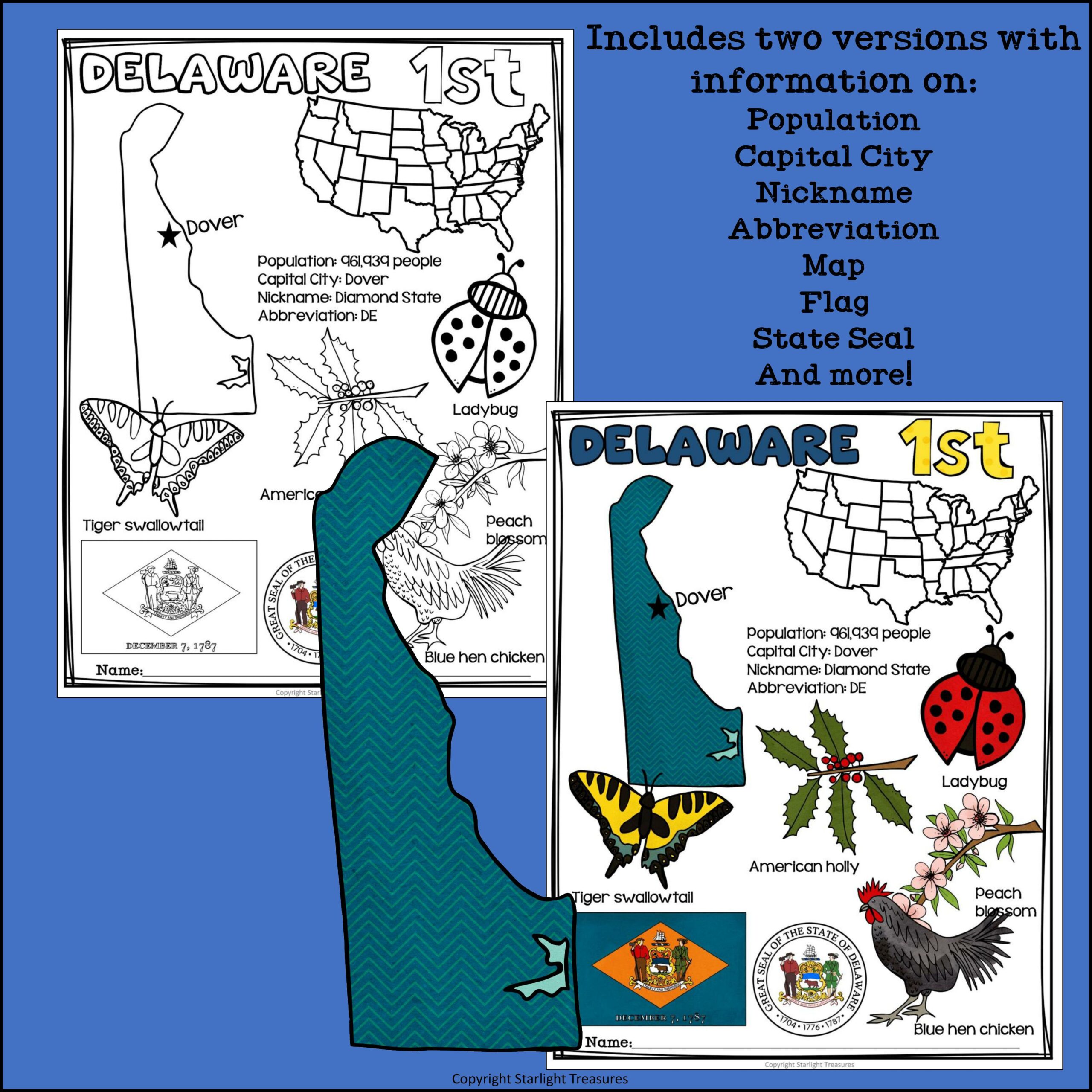 Delaware Fact Sheet for Early Readers - A State Study | Made By Teachers