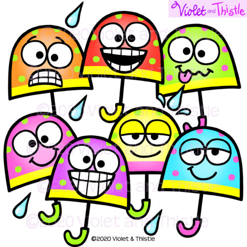 Umbrella Clipart Super Cute Spring Fun Faces Clip Art Emotion ...