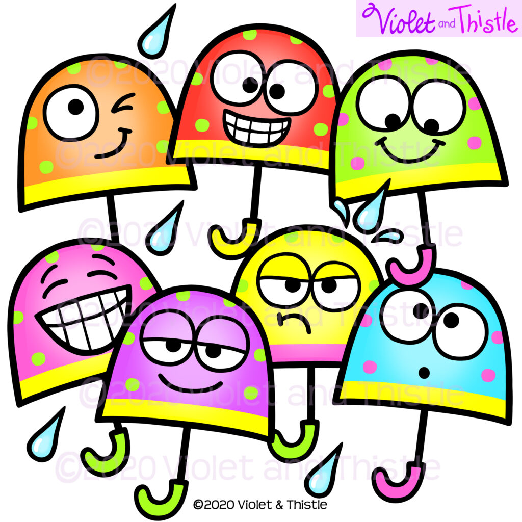 Umbrella Clipart Super Cute Spring Fun Faces Clip Art Emotion ...