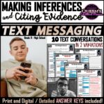 Inference Text Message Analysis and Citing Evidence Activity Worksheets ...