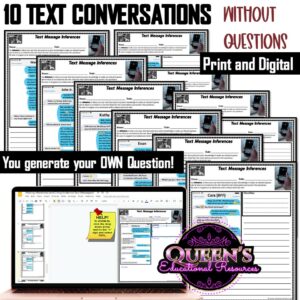 Inference Text Message Analysis and Citing Evidence Activity Worksheets ...