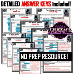 Inference Text Message Analysis and Citing Evidence Activity Worksheets ...