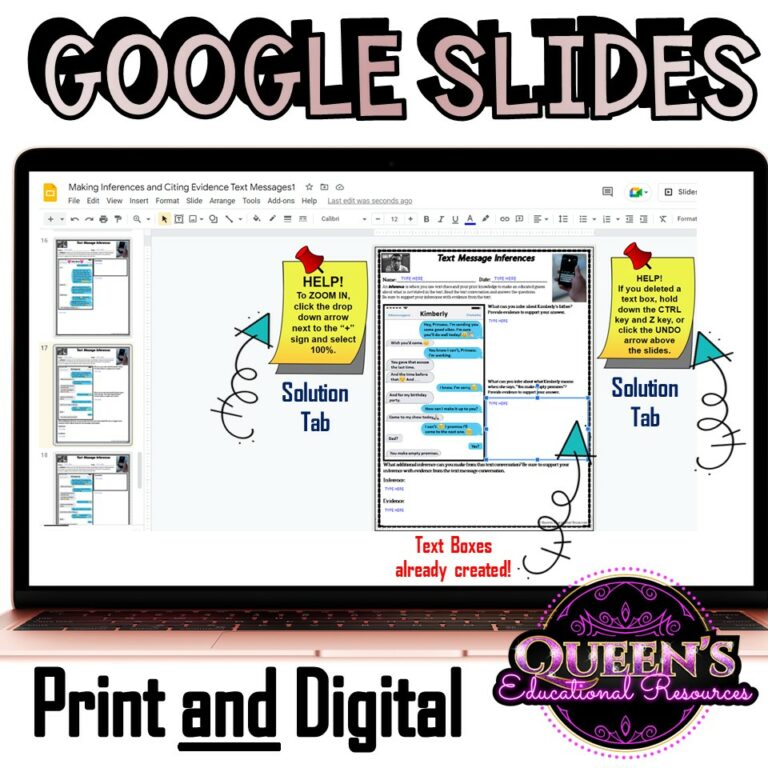 Inference Text Message Analysis and Citing Evidence Activity Worksheets ...