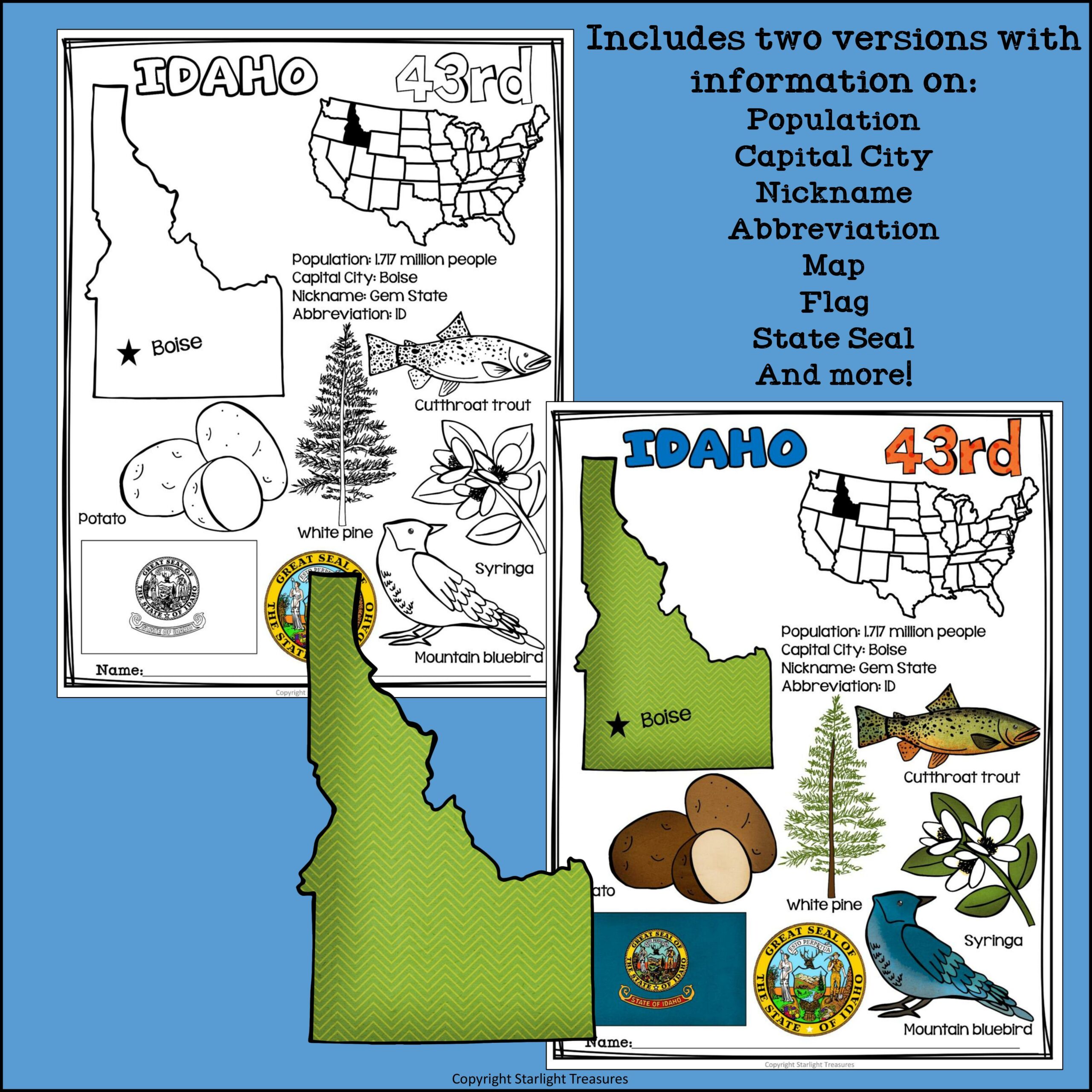 Idaho Fact Sheet for Early Readers - A State Study | Made By Teachers