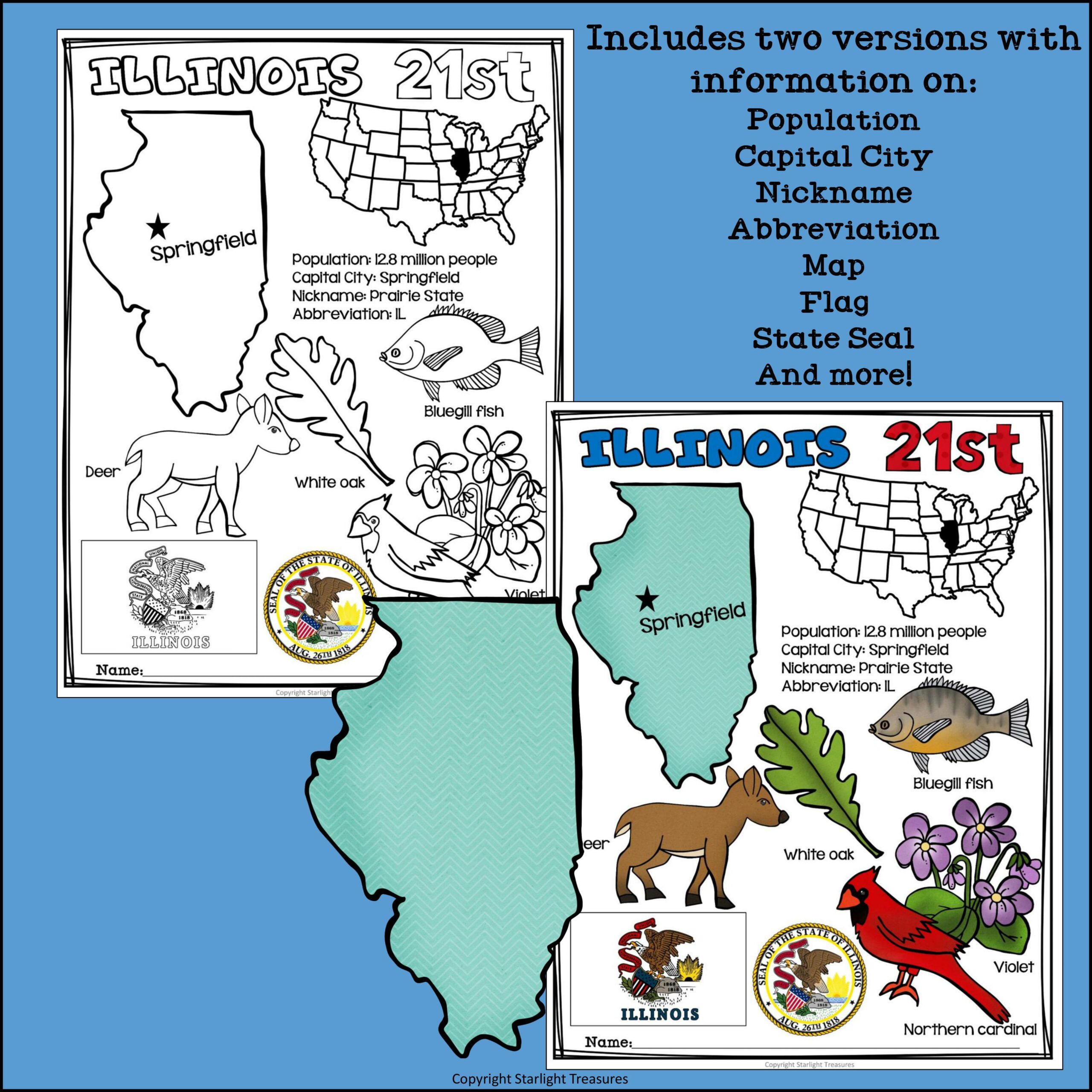 Illinois Fact Sheet for Early Readers - A State Study | Made By Teachers
