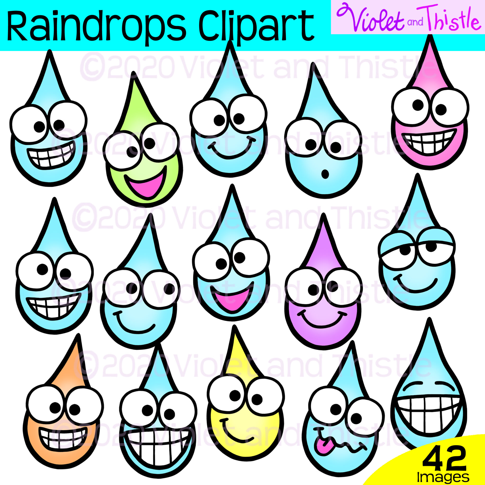 Raindrop Clipart Super Cute Spring Fun Face Clip Art Emotion Expression ...