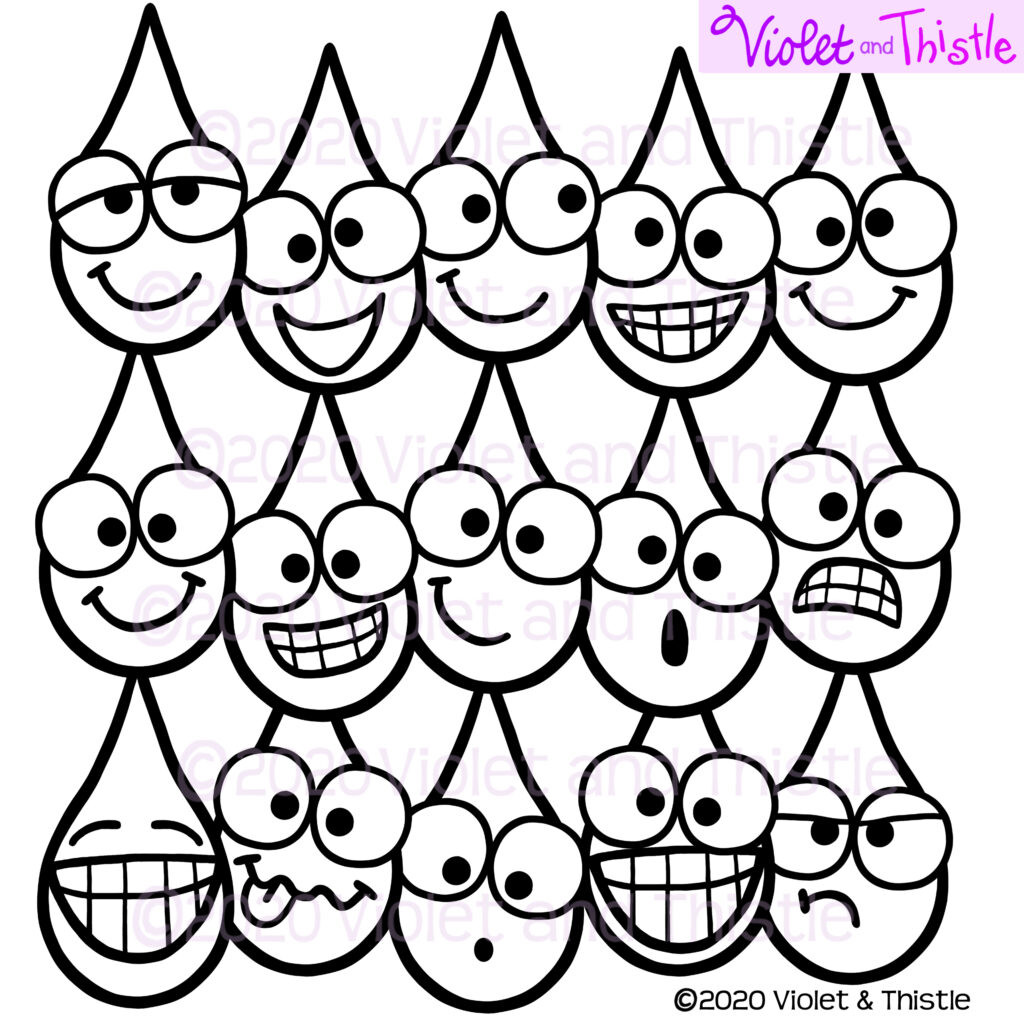 Raindrop Clipart Super Cute Spring Fun Face Clip Art Emotion Expression ...