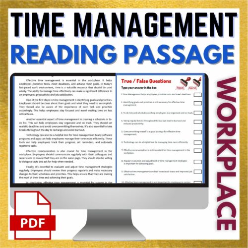 Time Management Reading Passage with Comprehension questions - digital ...