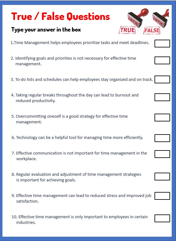 Time Management Reading Passage with Comprehension questions - digital ...