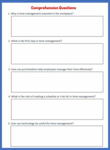 Time Management Reading Passage with Comprehension questions - digital ...