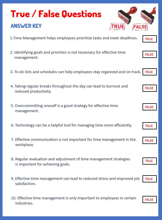 Time Management Reading Passage with Comprehension questions - digital ...