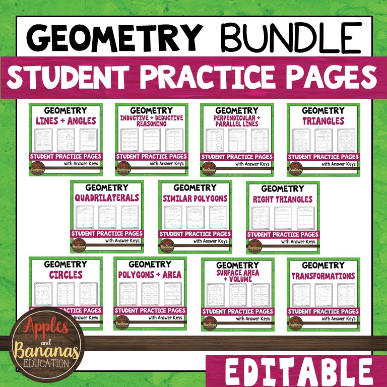 Geometry Student Practice Pages Bundle | Made By Teachers