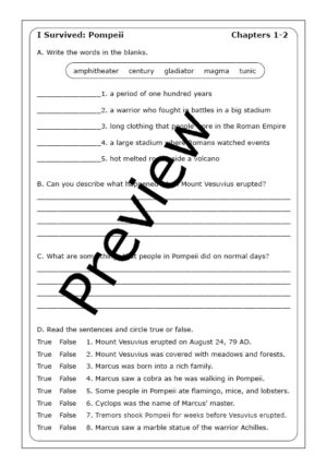 Lauren Tarshis "I Survived the Destruction of Pompeii" worksheets ...