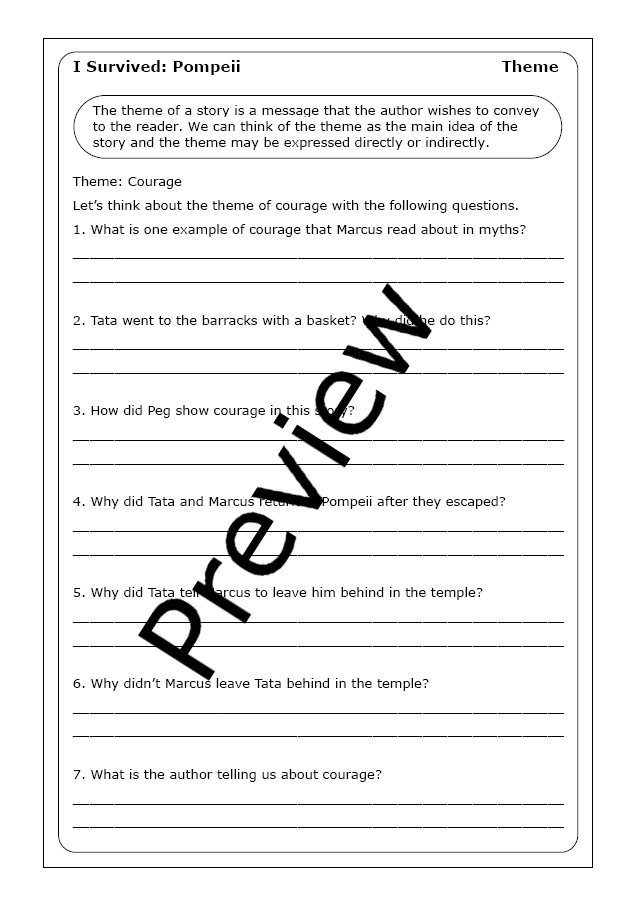 Lauren Tarshis "I Survived the Destruction of Pompeii" worksheets ...