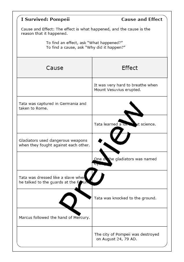 Lauren Tarshis "I Survived the Destruction of Pompeii" worksheets ...