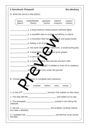Lauren Tarshis "I Survived the Destruction of Pompeii" worksheets ...