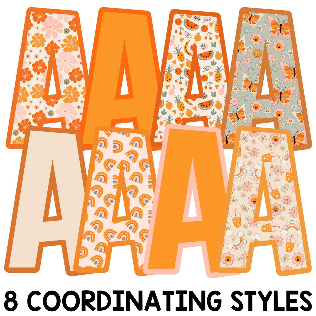 Retro Paradise Boho Summer Bulletin Board Letters / Clipart / Lettering ...