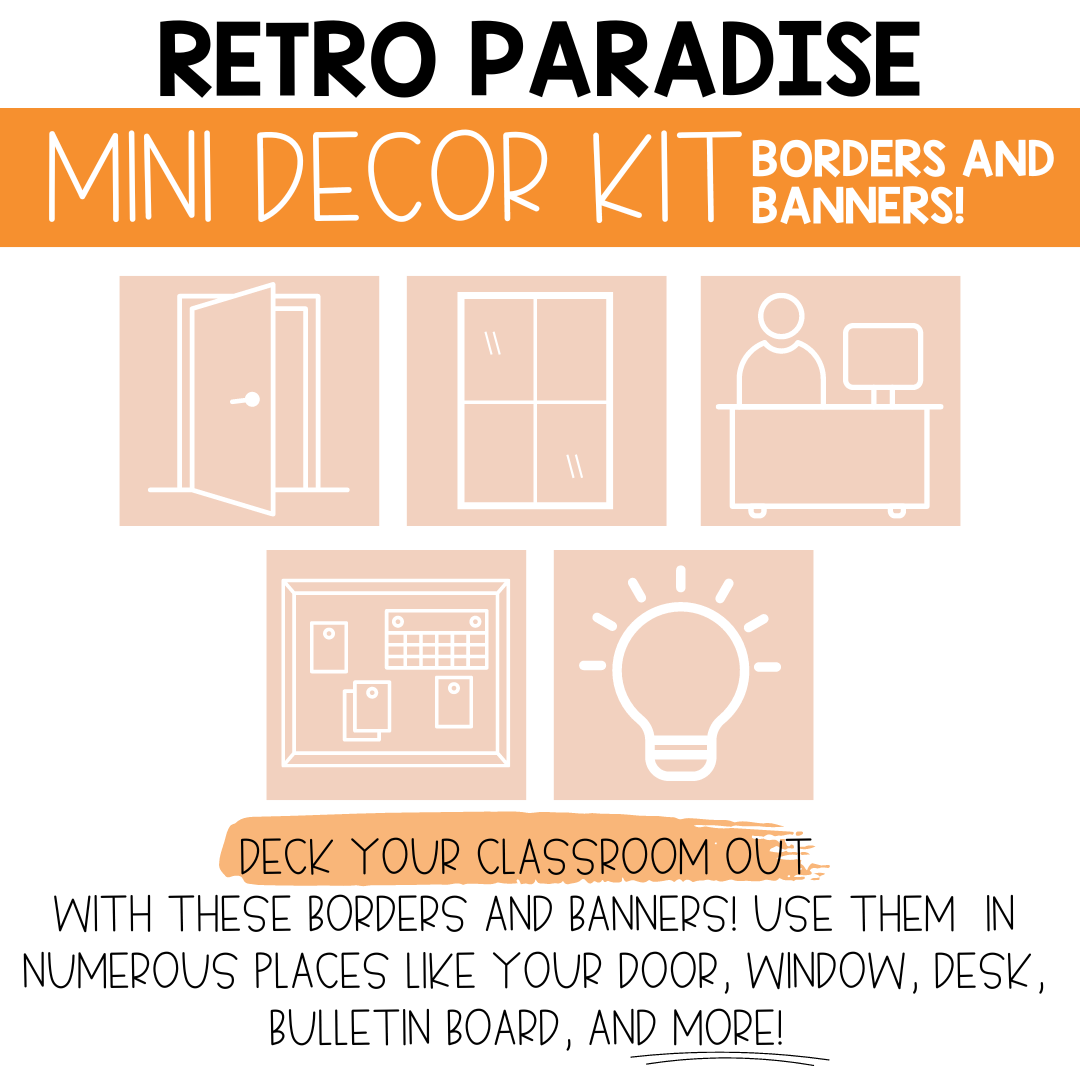 Retro Paradise Summer Mini Decor Kit / Groovy End of Year Bulletin ...
