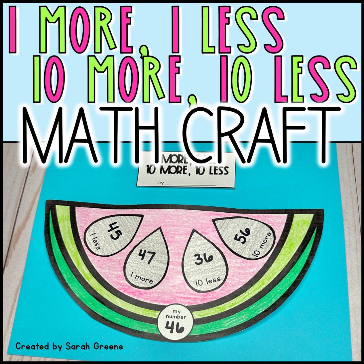 Summer Watermelon 1 More, 1 Less, 10 More, 10 Less Math Craft | Made By ...