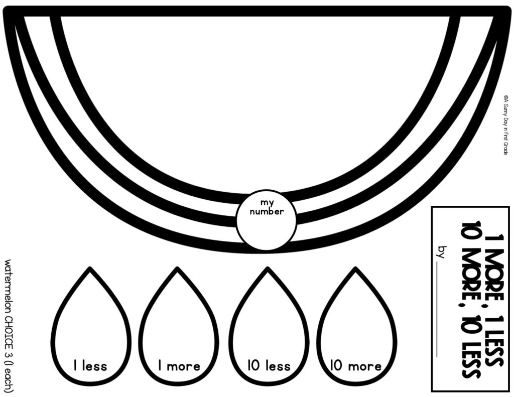 Summer Watermelon 1 More, 1 Less, 10 More, 10 Less Math Craft | Made By ...