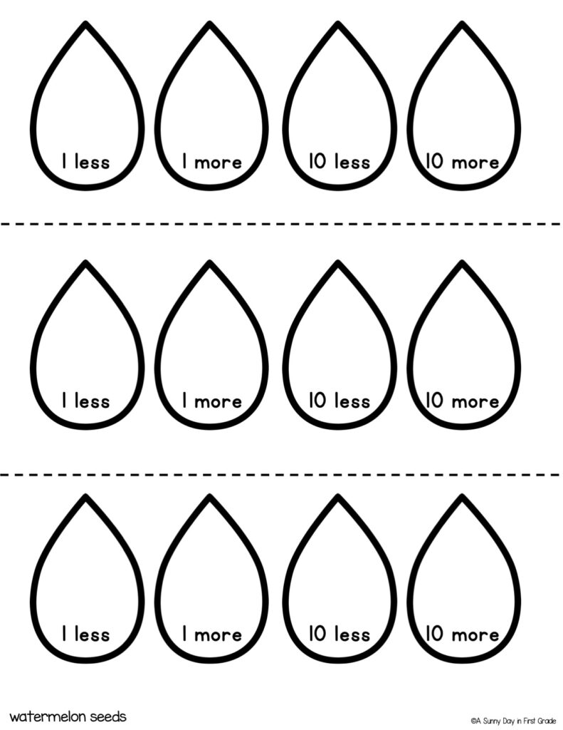 Summer Watermelon 1 More, 1 Less, 10 More, 10 Less Math Craft | Made By ...