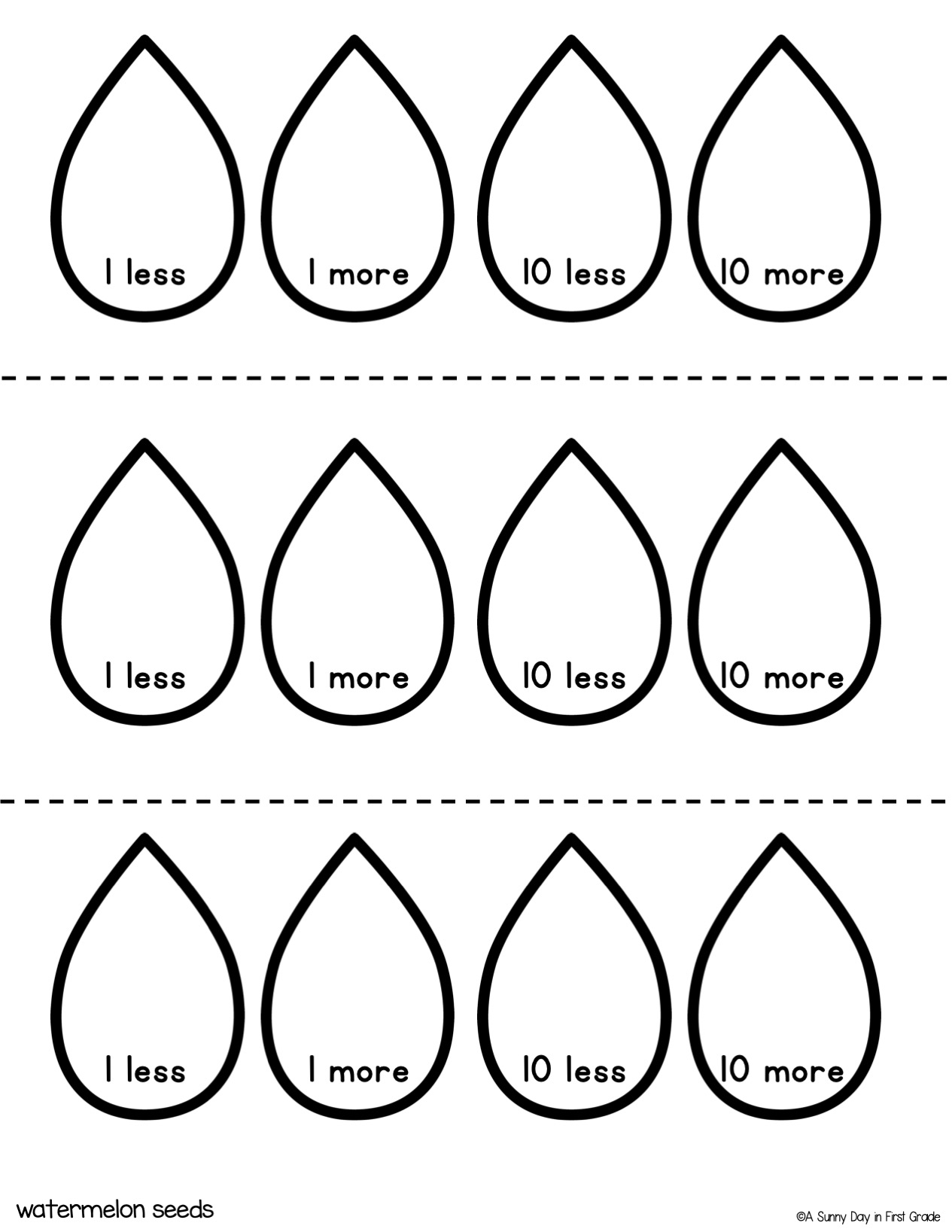 Summer Watermelon 1 More, 1 Less, 10 More, 10 Less Math Craft | Made By ...