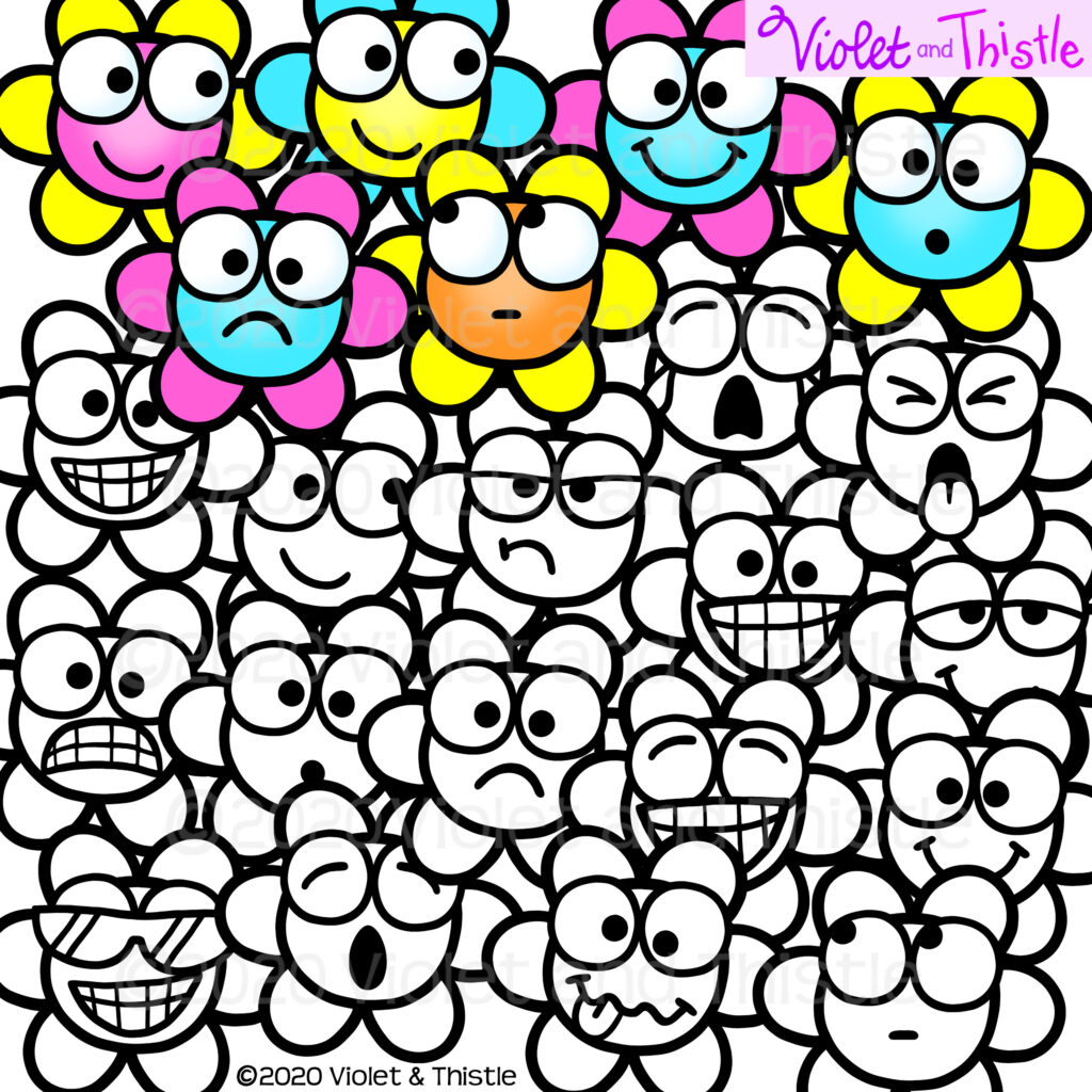 Flower Clipart Build a Flower Cute Spring Fun Faces Clip Art Emotion ...