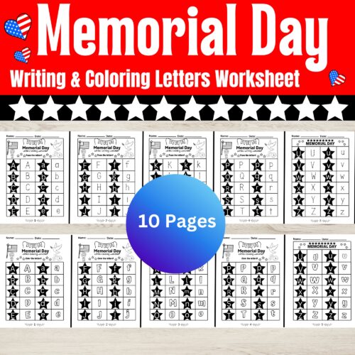 Memorial Day Activities: Writing and Coloring Letters Worksheet for ...