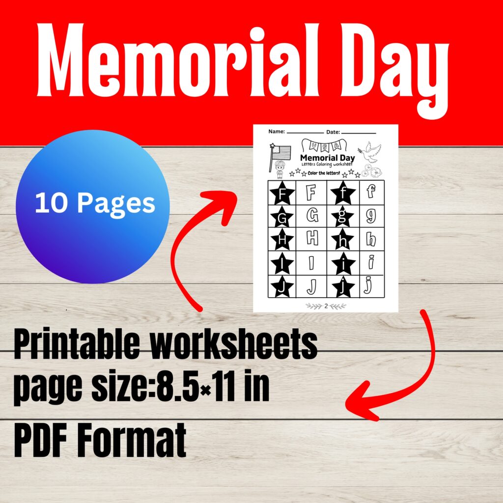 Memorial Day Activities: Writing and Coloring Letters Worksheet for ...